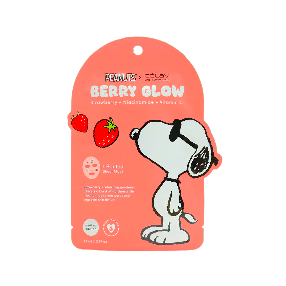 Mascarilla "Berry Glow" Strawberry + Nacinamide + Vitamin C - Snoopy x ...